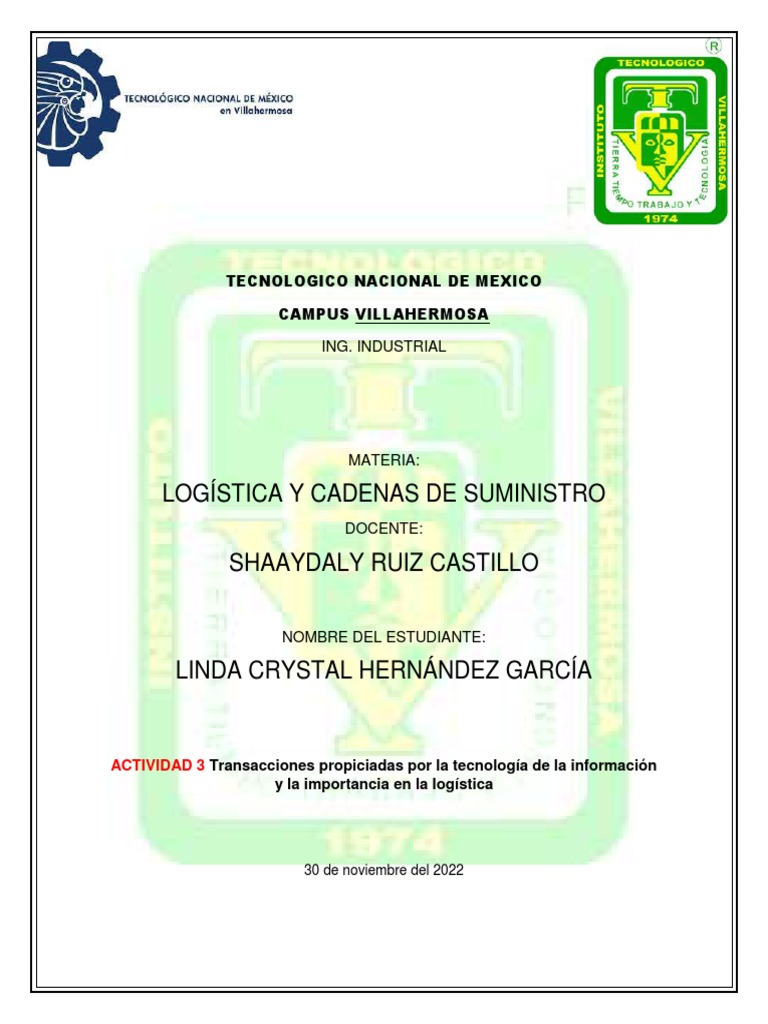Actividad 3, TICS y logística | PDF | Logística | Tecnología de información y comunicaciones