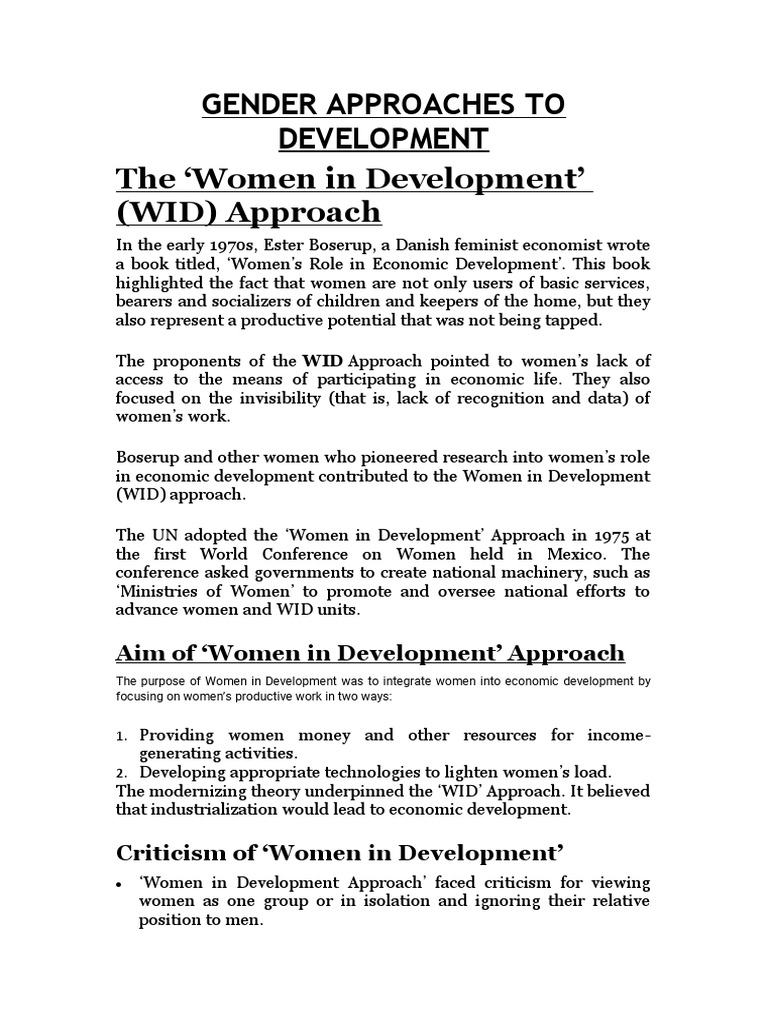 Gender Approaches in Development | PDF | Gender And Development | Economies