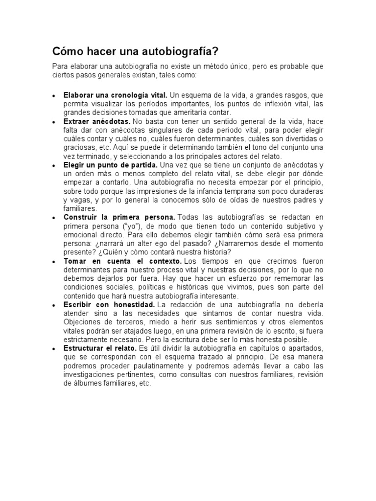 Cómo Hacer Una Autobiografía | PDF | Autobiografías | Sicología
