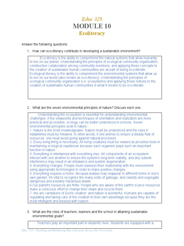 EDUC 328 Module 10 Task and Requirement No. 4 | PDF