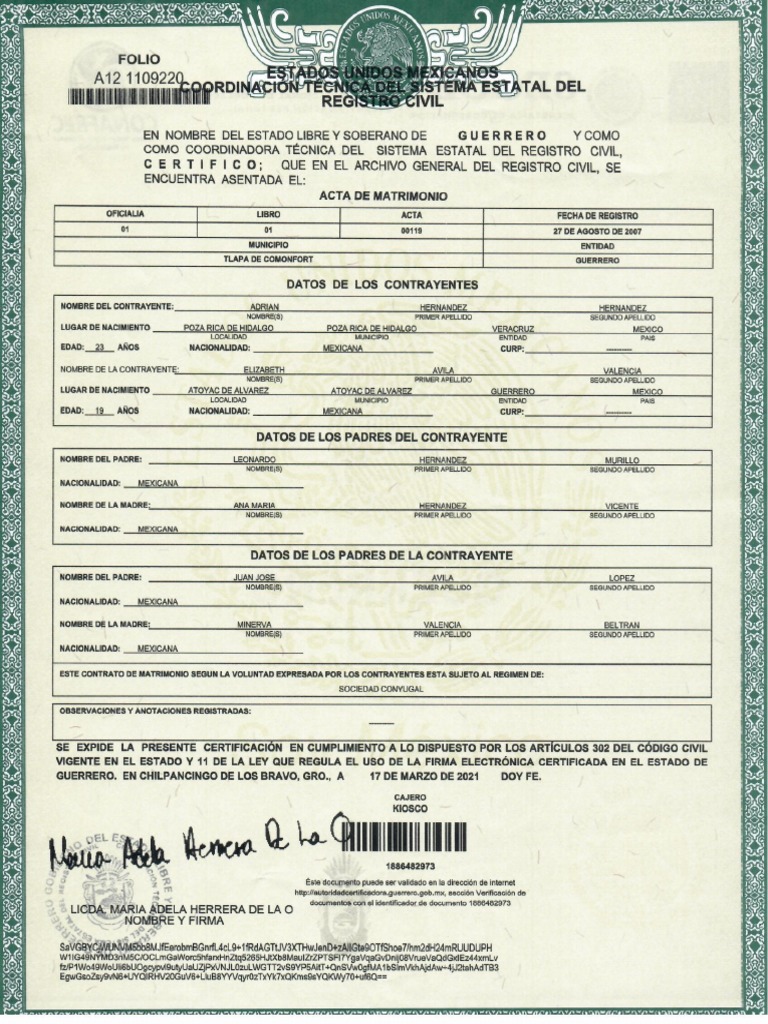 Acta De Matrimonio Pdf
