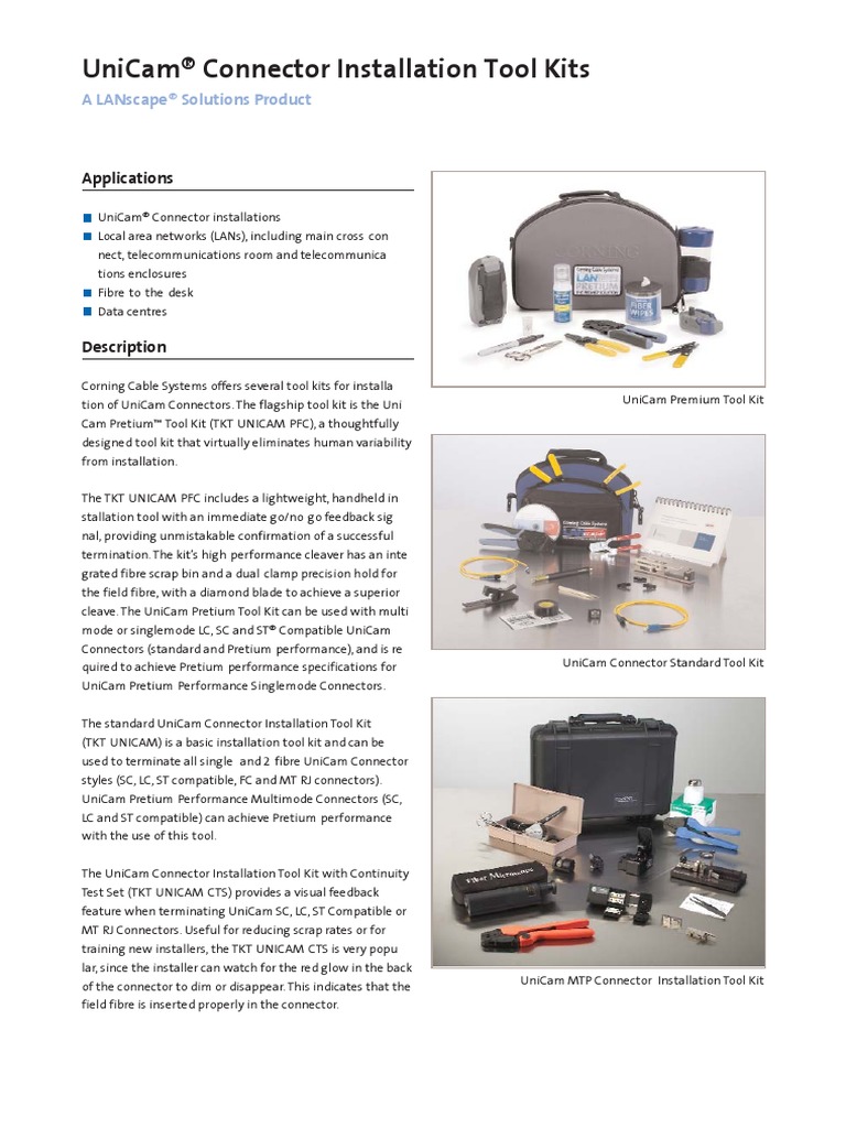 UniCam® Connector Installation Tool Kits | PDF