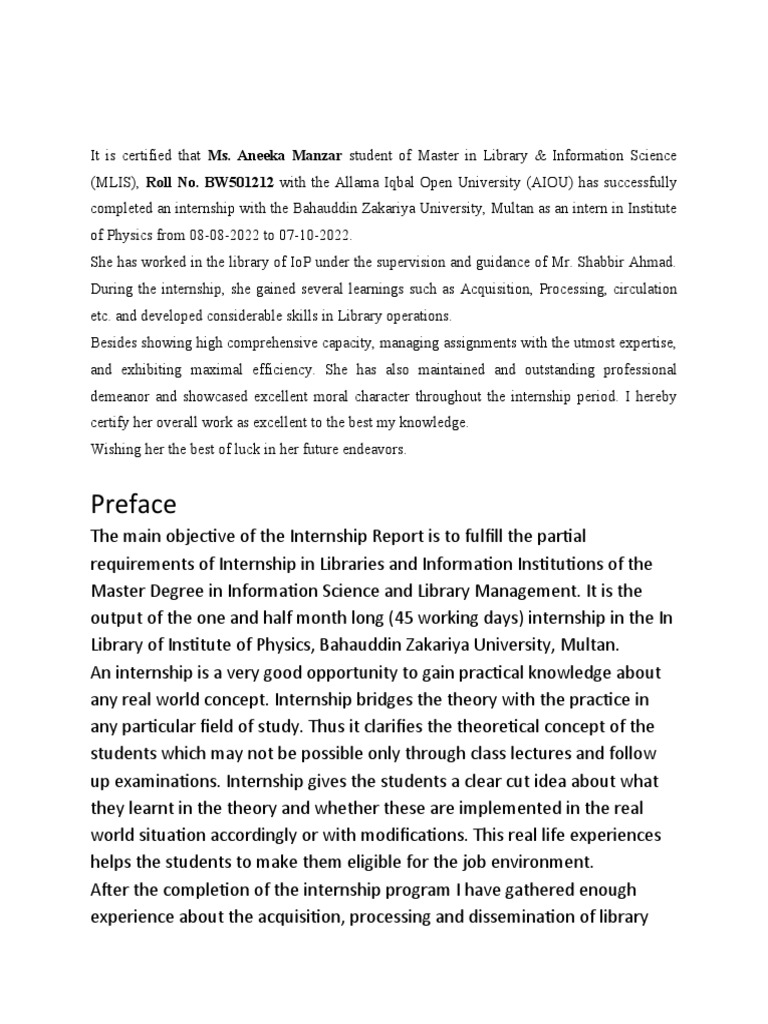 Preface Pages | PDF | Libraries | Internship