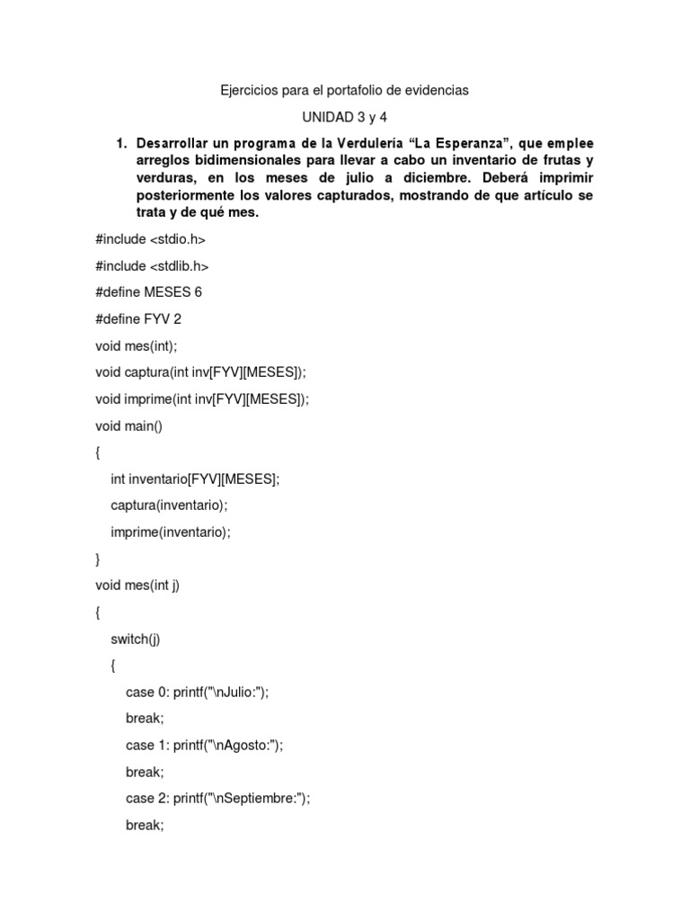 EjerciciosUnidad3y4 TrujilloMontielDiana | PDF | Estructura de datos de matriz | Desarrollo de ...