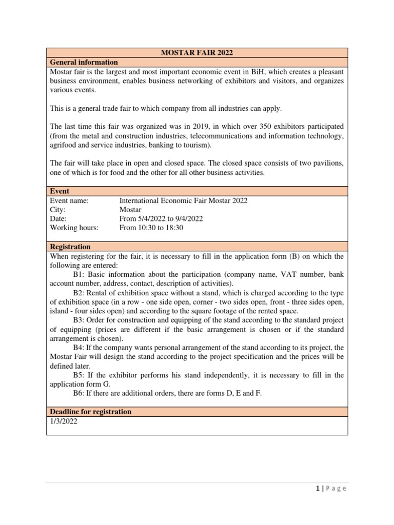 International Economic Fair Mostar 2022 | PDF | Desk
