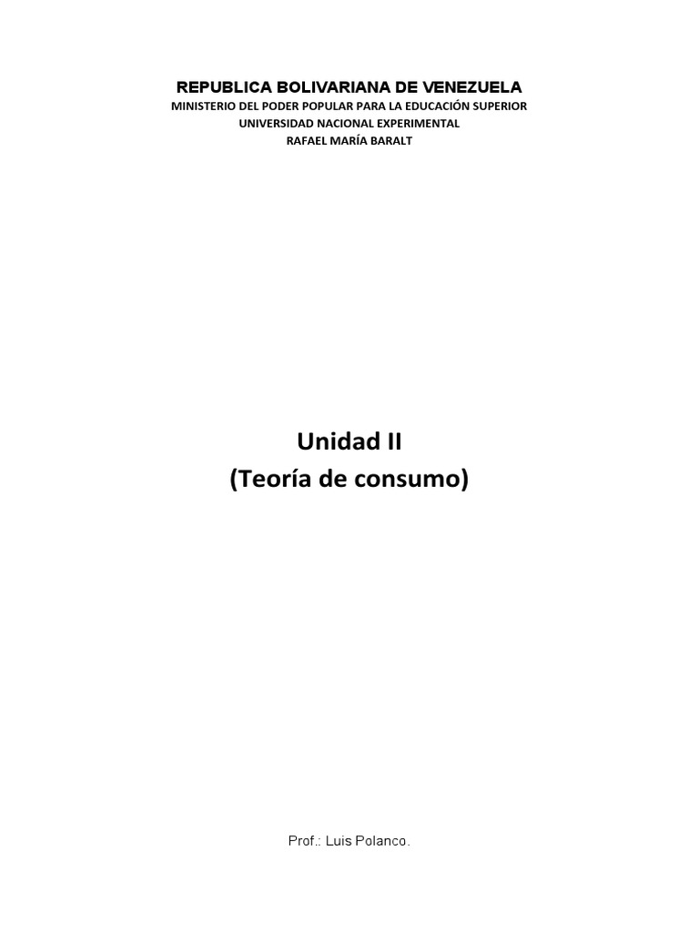 Unidad II Teoria de Consumo | PDF | Utilidad | Utilidad marginal