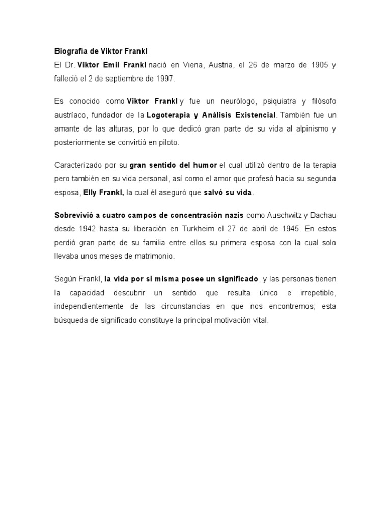 Biografía de Viktor Frankl | PDF