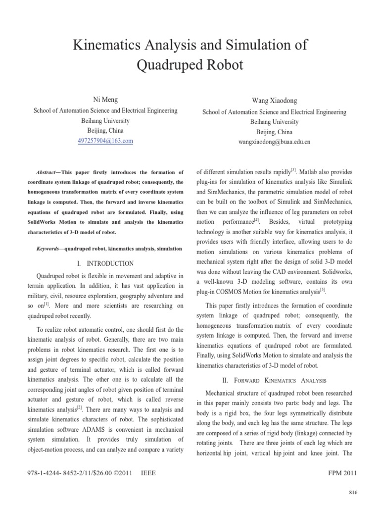 Meng 2011 | PDF | Kinematics | Simulation