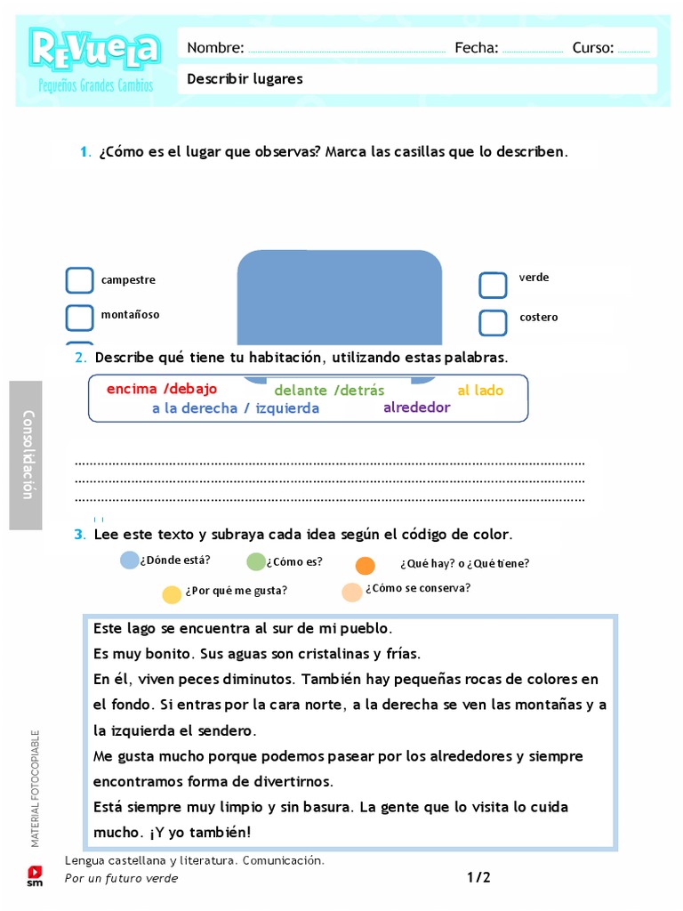 Ficha Descripción de Lugares | PDF