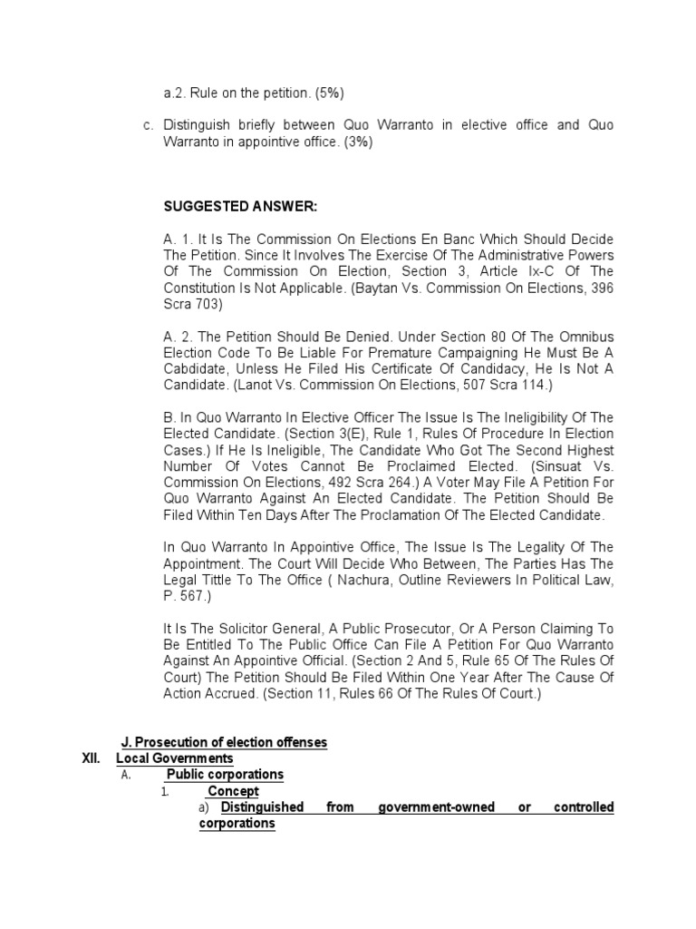 Bar Questions and Answers (Political Law) | PDF | State Of Emergency ...