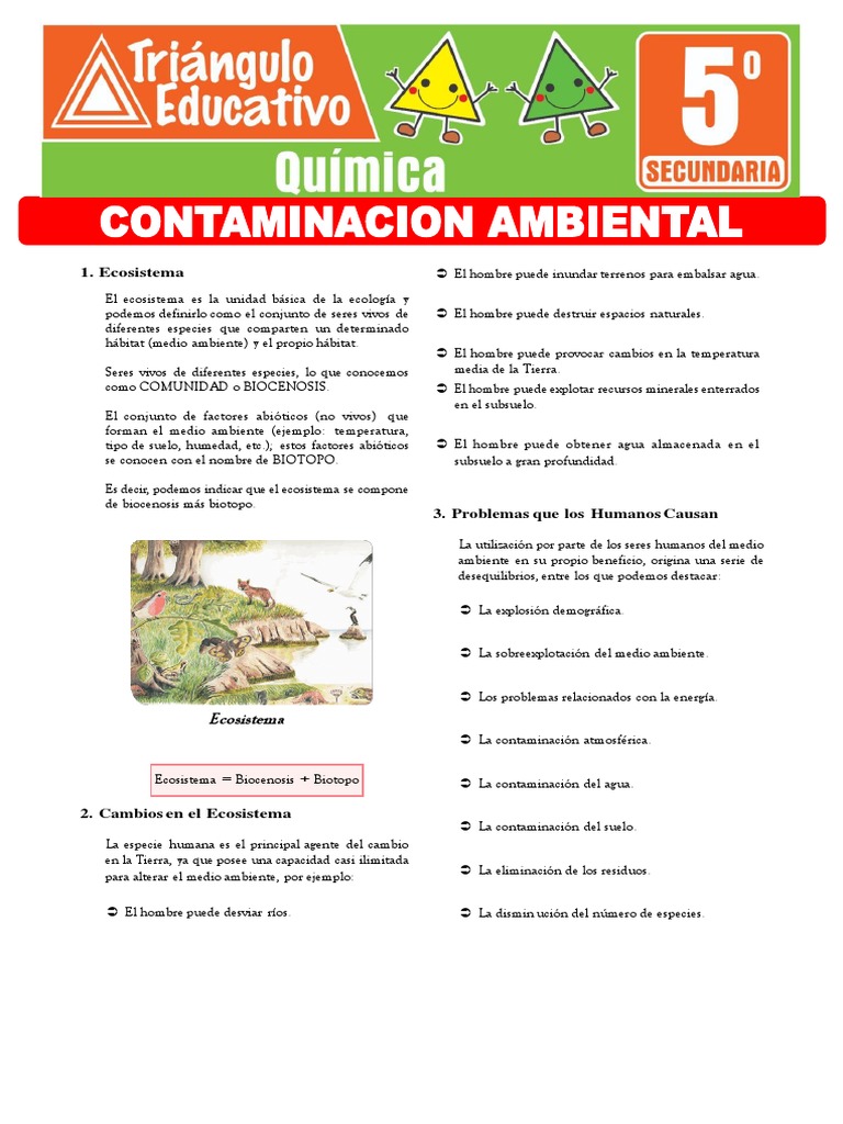 Contaminacion Ambiental para Quinto Grado de Secundaria | PDF | Agua ...