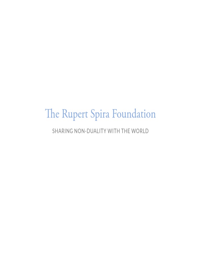 Rupert Spira Foundation Brochure 2022-2 | PDF | Nondualism | Self