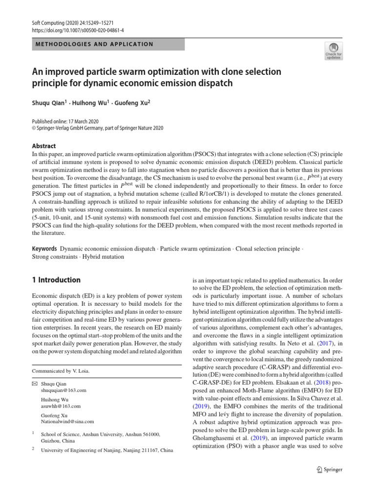 An Improved Particle Swarm Optimization With Clone Selection Principle For Dynamic Economic