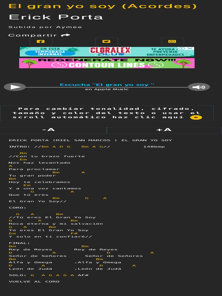 EL GRAN YO SOY (Erick Porta) Acordes para Guitarra, Piano & Ukelele | PDF