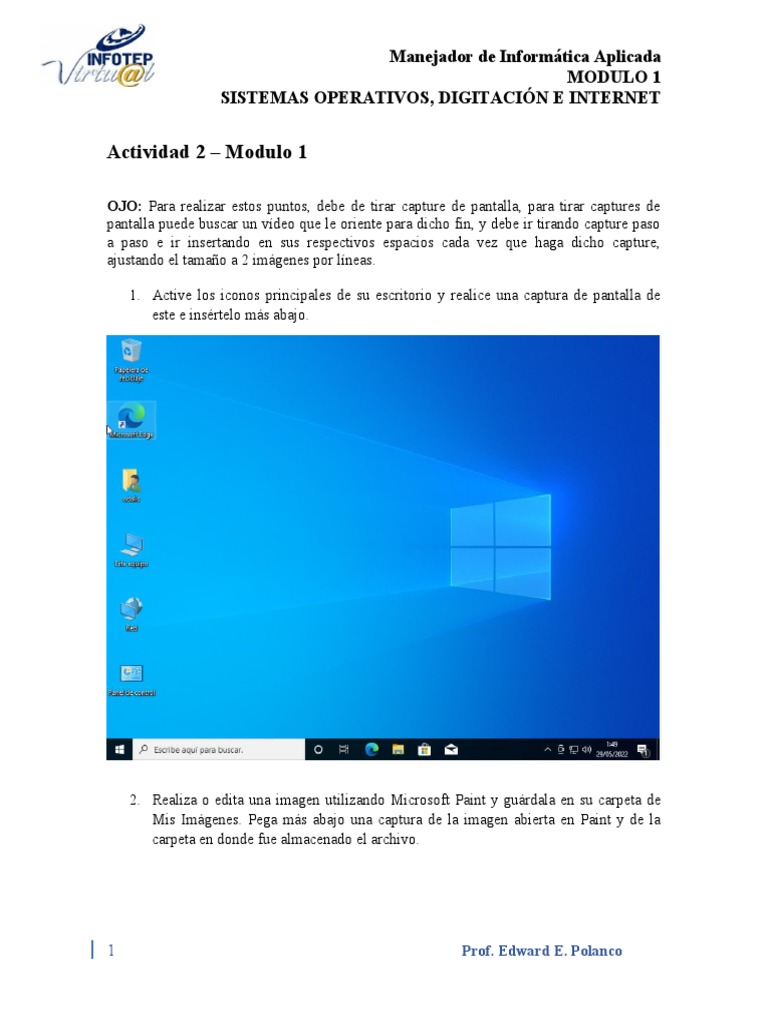 Actividad 2 Modulo 1 Sistemas Opertativos, Digitación e Internet | PDF | Archivo de computadora ...