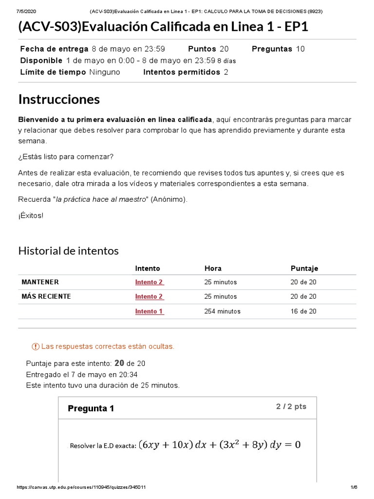 (ACV-S03) Evaluación Calificada en Linea 1 - EP1 | PDF