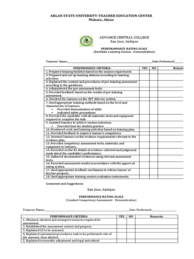 CCA Demo Checklist | PDF | Educational Assessment | Learning