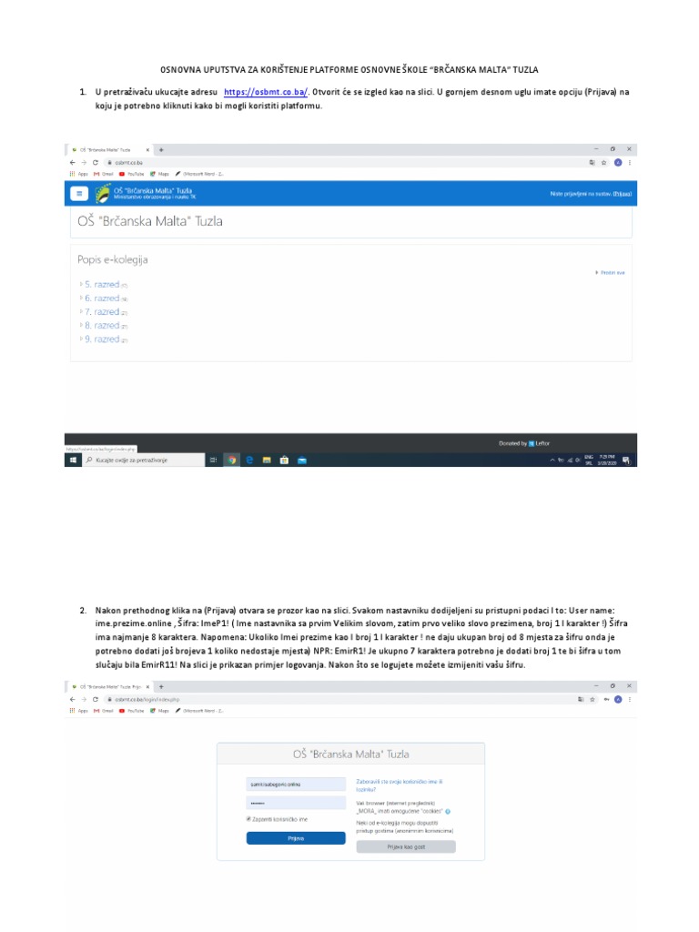 Osnovna Uputstva Za Korištenje Platforme Osnovne ...