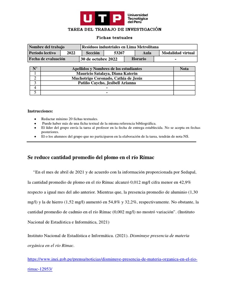 Individuo y Medio Ambiente - Fichas Textuales - Semana 11 | PDF | Agua | Contaminación