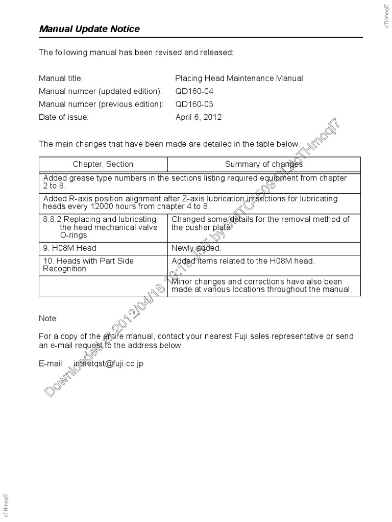 Head Maintenance Manual | Download Free PDF | Mechanical Engineering ...