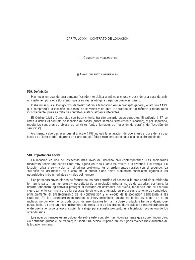 Capítulo Xxi - Contrato de Locación | PDF | Propiedad | Principios éticos