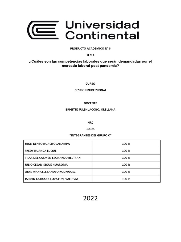 Pa3 Gesti N Profesional Grupo C PDF | PDF | Liderazgo | Gestión de recursos humanos