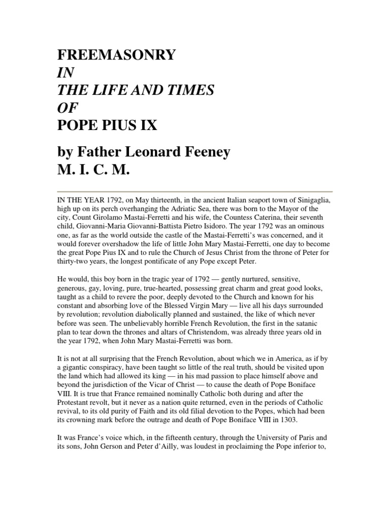 Catholicism vs. Freemasonry | PDF | Pope | Catholic Church