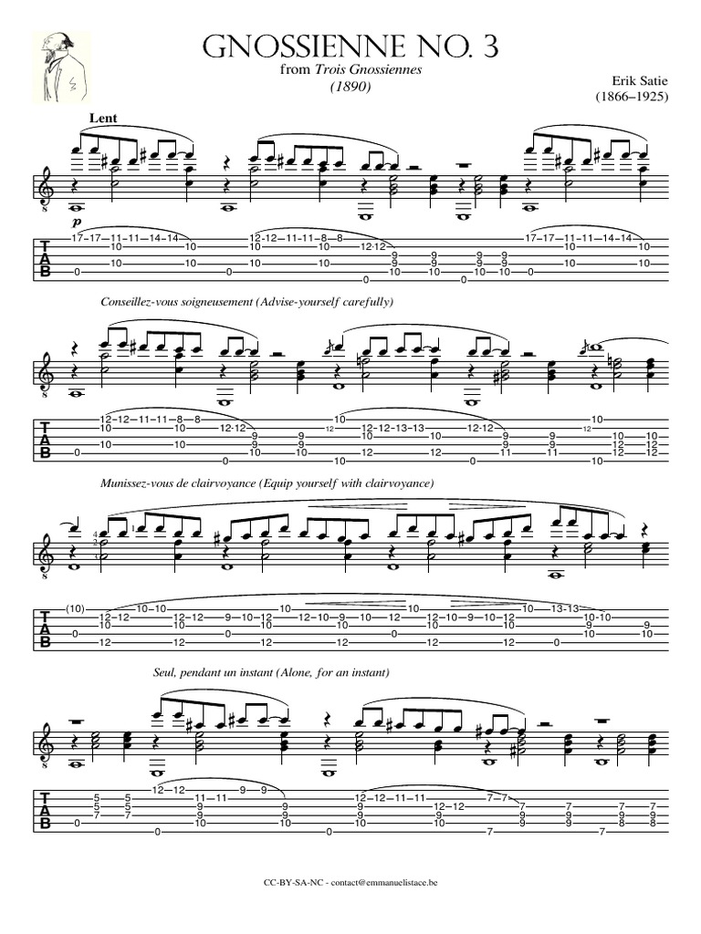 Satie's Gnossienne No. 3 Sheet Music | PDF