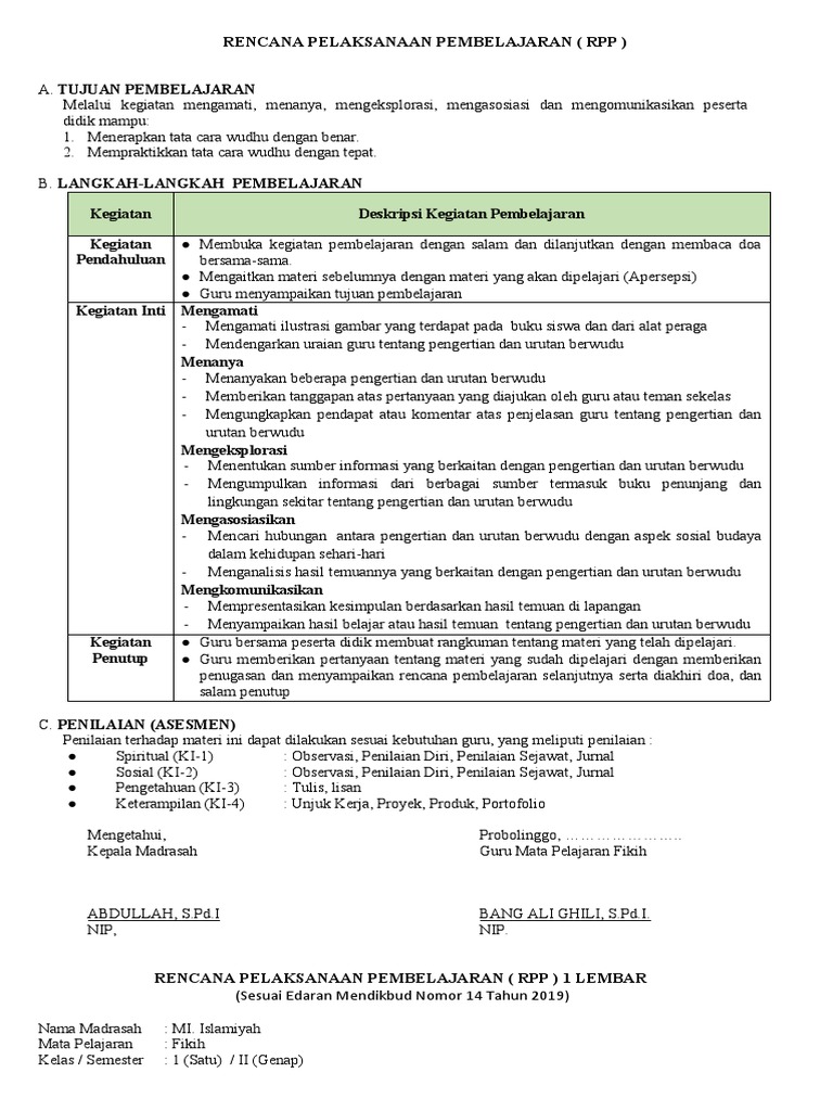 RPP Fikih 1 Semester 2 | PDF | Karier & Perkembangan