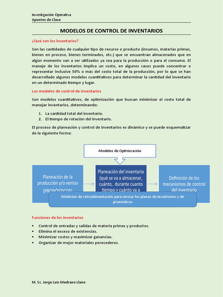 Modelos de Control de Inventarios en Investigación Operativa | PDF ...