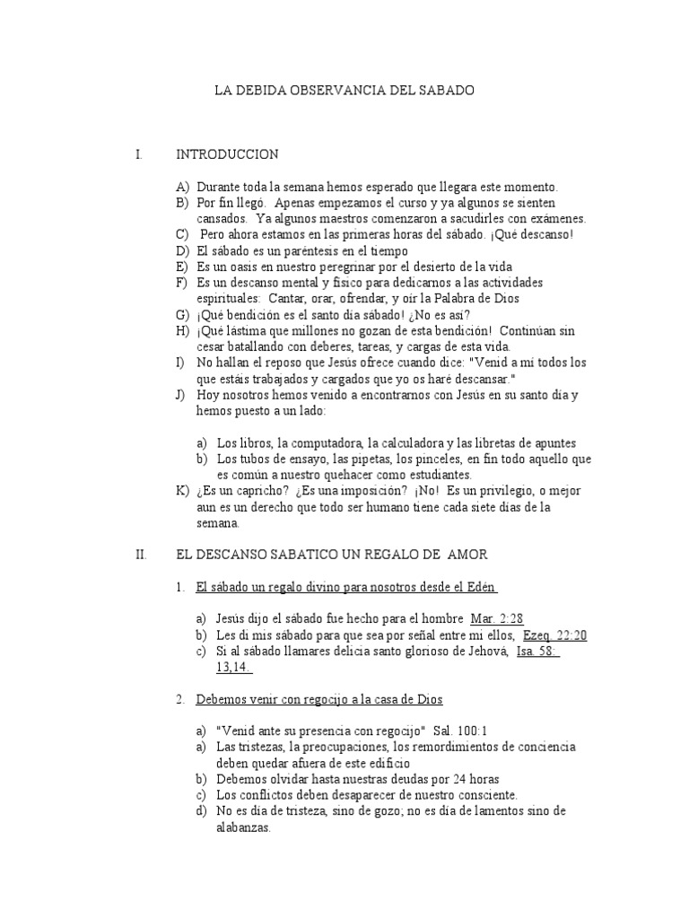 La Bendición Del Sábado Un Descanso Espiritual Pdf