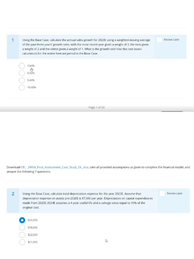 FMVA Final Exam2 Q1 | PDF