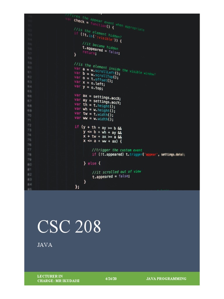 Csc 208 Java Programming Pdf Method Computer Programming Object Oriented Programming 6218