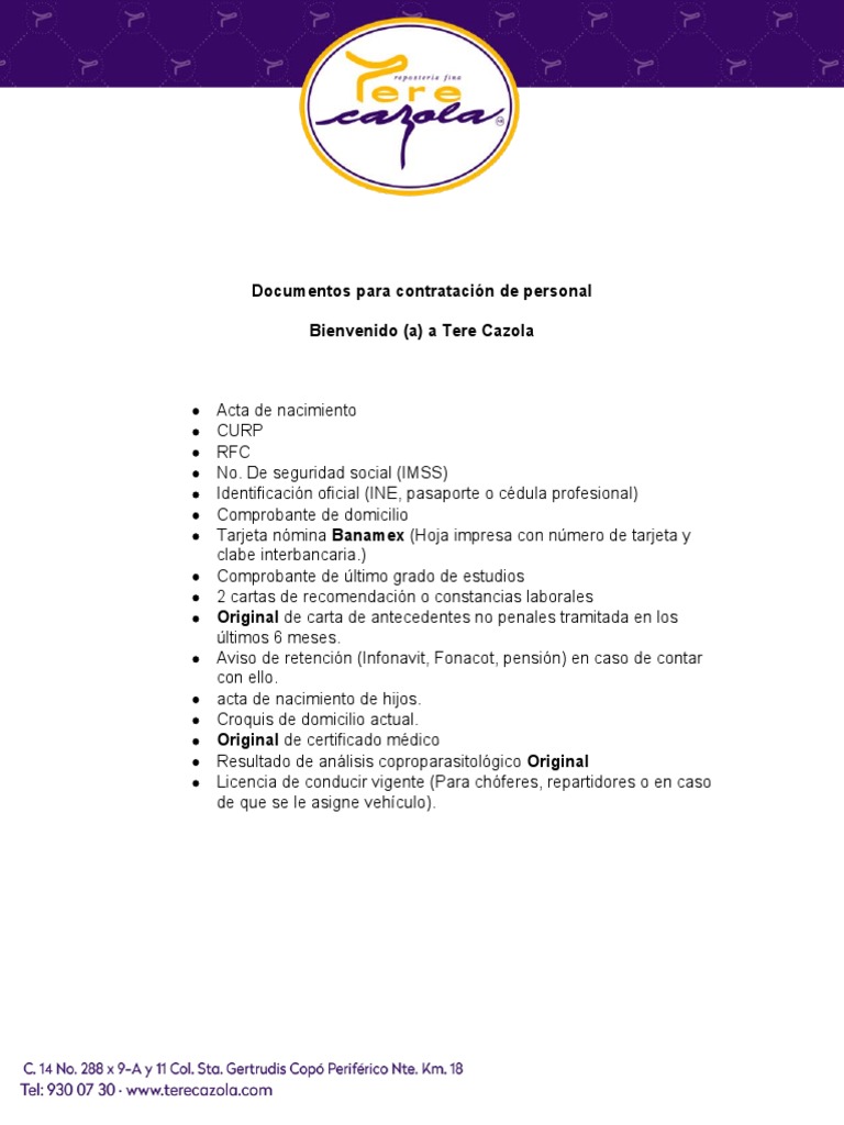 Documentos para Nuevo Ingreso | PDF