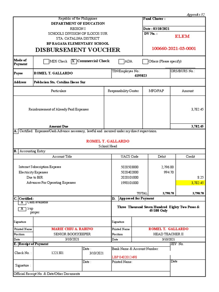 Appendix 32 DV Modified - STA CATALINA CALAWAAN | PDF