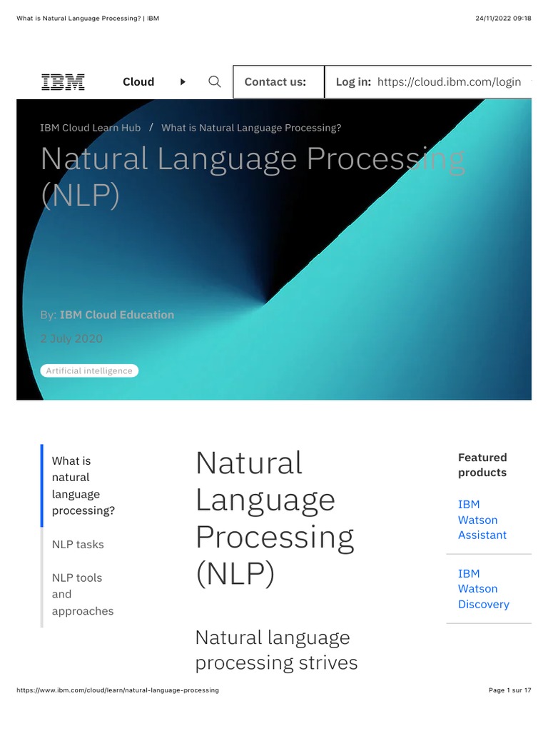 What Is Natural Language Processing? - IBM | PDF | Watson (Computer) | Artificial Intelligence
