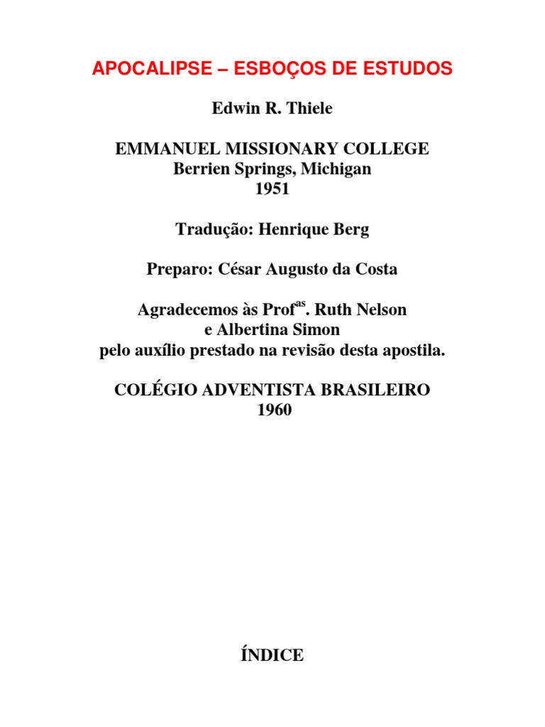 Esboços Do Apocalipse | PDF | Livro do Apocalipse | Bíblia
