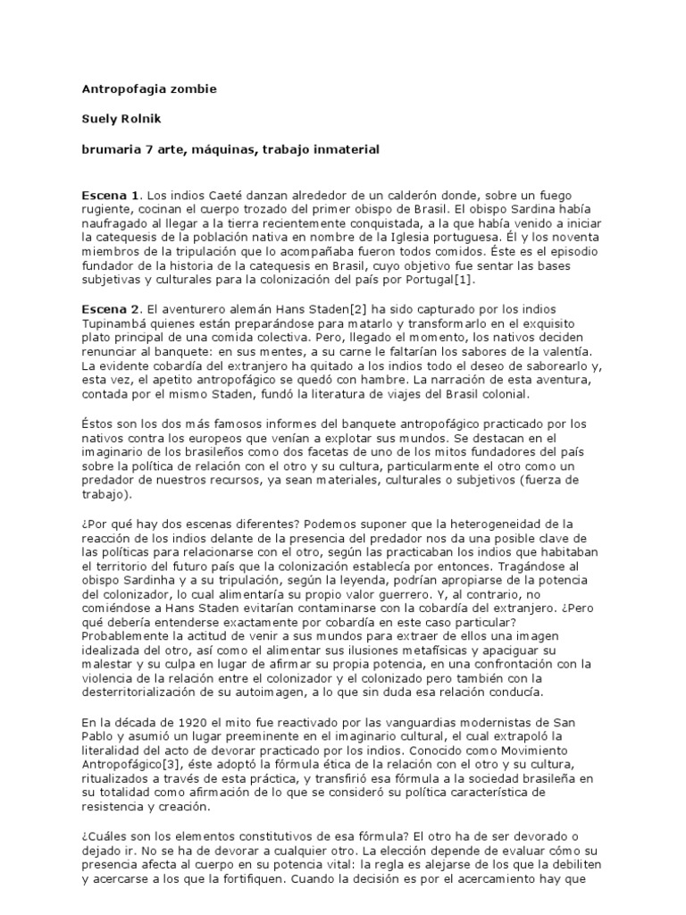 Suely Rolnik - Antropofagia Zombie | PDF | Subjetividad | Brasil