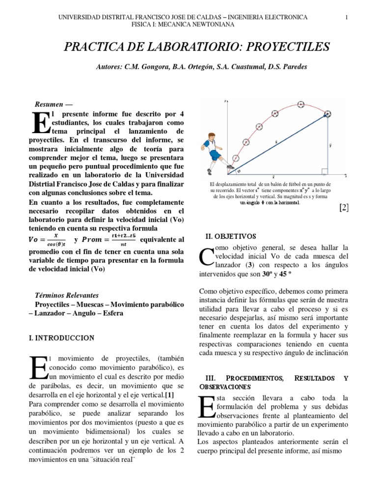 Informe Lab Proyectiles | PDF | Velocidad | Experimentar