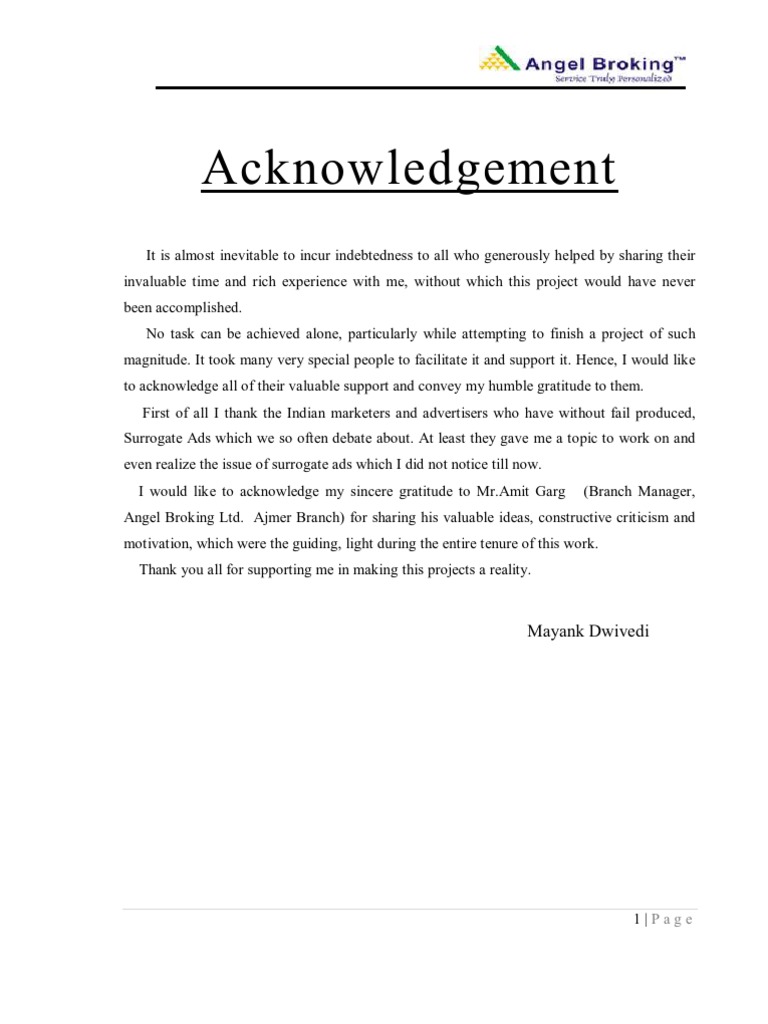 Angel Broking Final Project Report | PDF | Exchange (Organized Market ...