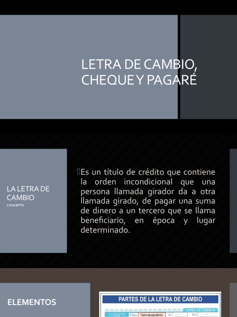 Letra de Cambio, Cheque y Pagaré: Elementos y Requisitos | PDF | Cheque ...