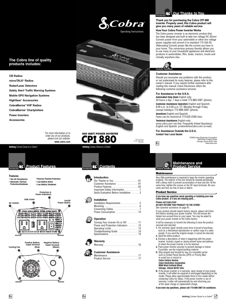 COBRA DC Inverter 800w | PDF | Power Inverter | Power Supply
