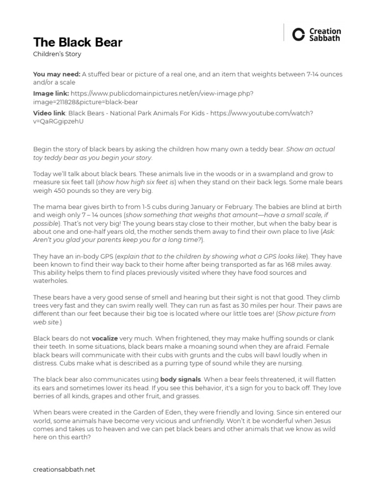 The Black Bear | PDF | Bears