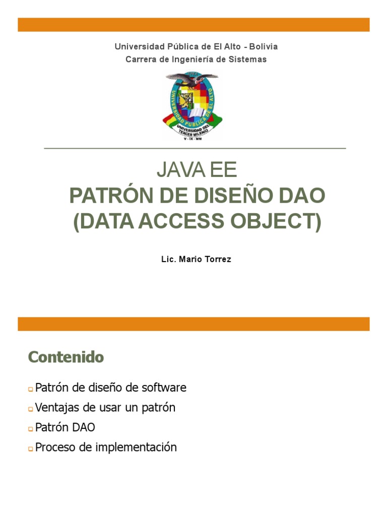 Patrón de Diseño DAO en Java EE | PDF | Java (lenguaje de programación ...