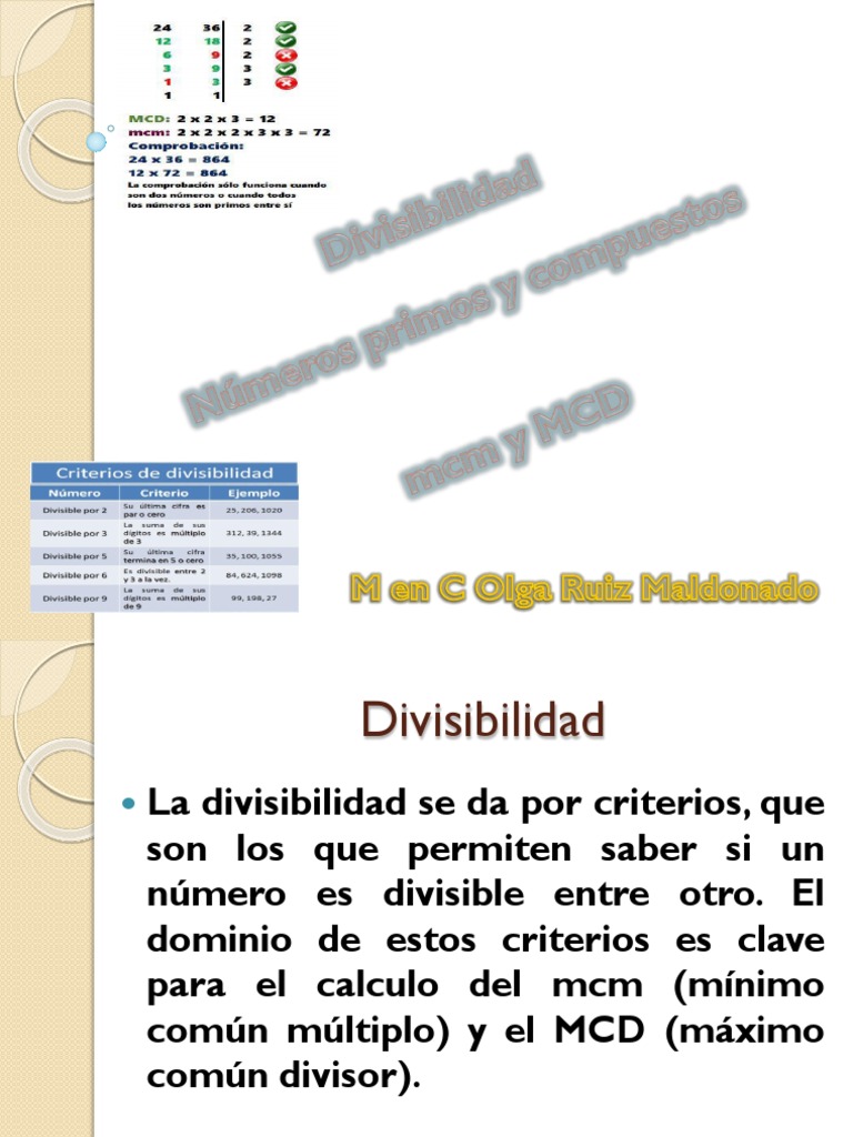 Divisibilidad, Números Primos y Compuestos, MCM y MCD - Álgebra ...