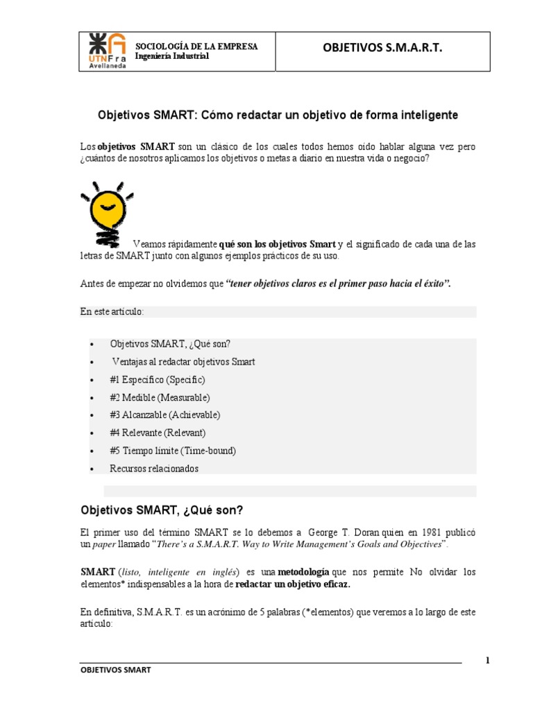 Anexo - Objetivos Smart | PDF | Business