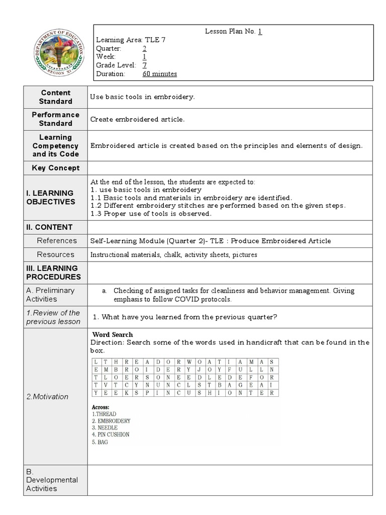 Tle 7 Q1 | PDF | Embroidery | Color