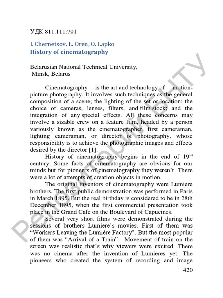 History of Cinematography | PDF | Cinematography | Imaging