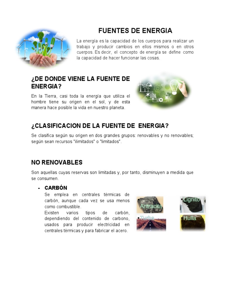 Fuentes de Energía: Tipos y Orígenes | PDF