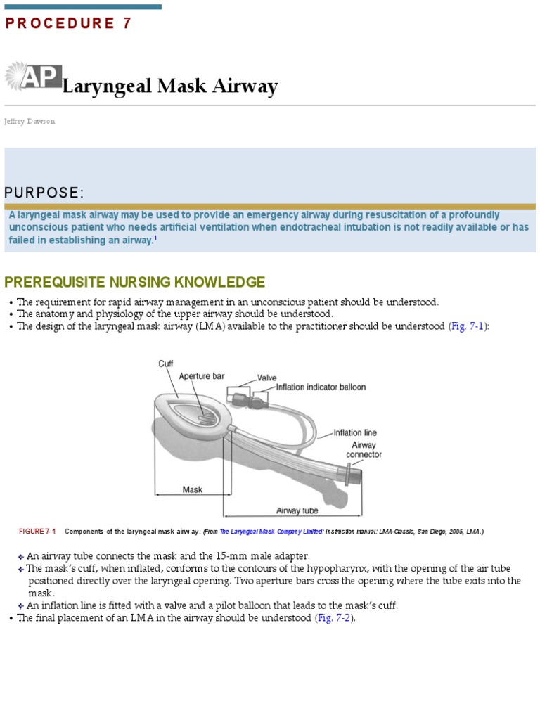 Laryngeal Mask Airway Insertion Guide | PDF | Medical Emergencies ...